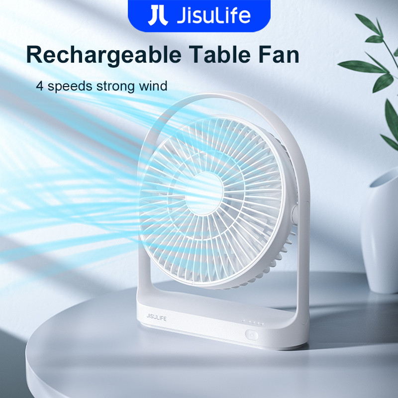 Jisulife Portable Desk Fan USB Rechargeable Small Mini Electric Table ...