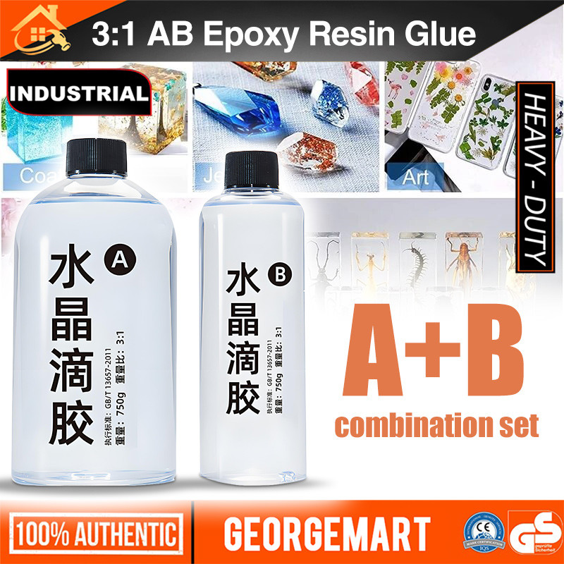 A&B Epoxy Resin Set (3:1) High Clear Crystal Glue DIY Hand Making Home ...