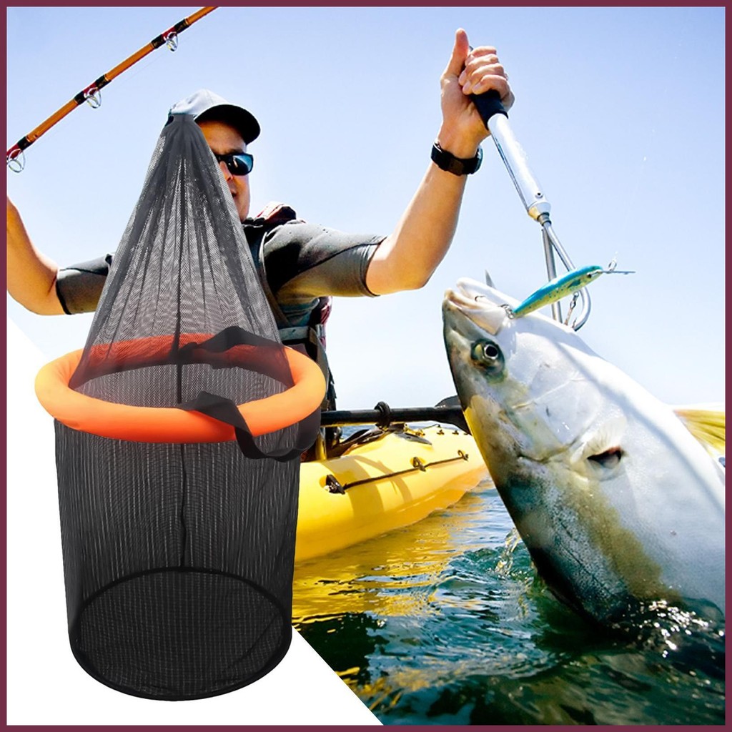 Floating Fish Basket Foldable Crayfish Storage Cage Portable Fish Mesh ...