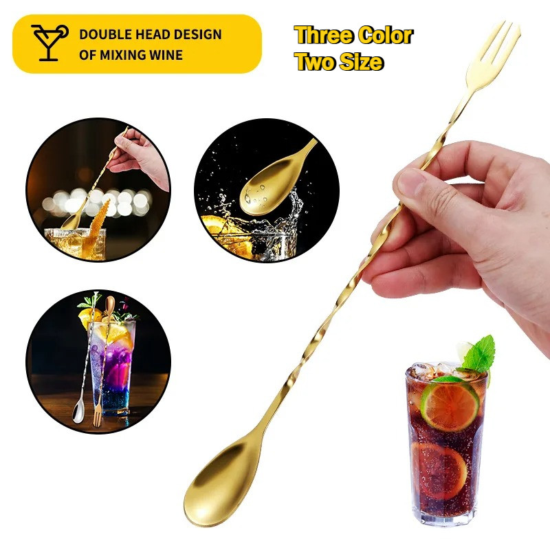 Bar Spoon Cocktail Mixing Spoon Long Spiral Handle Cocktail Spoon ...