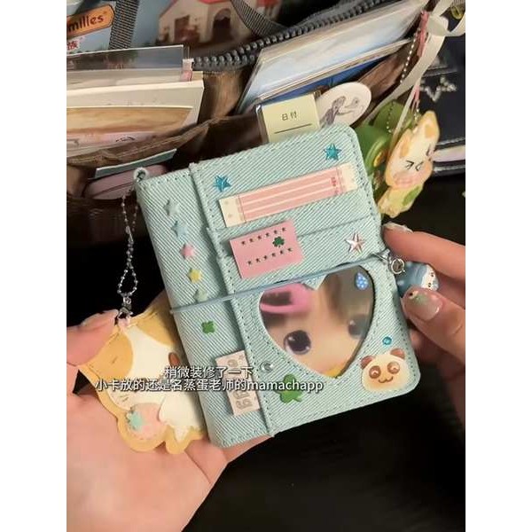 binder refill binder Mint green love denim handbook, cute pocket book ...