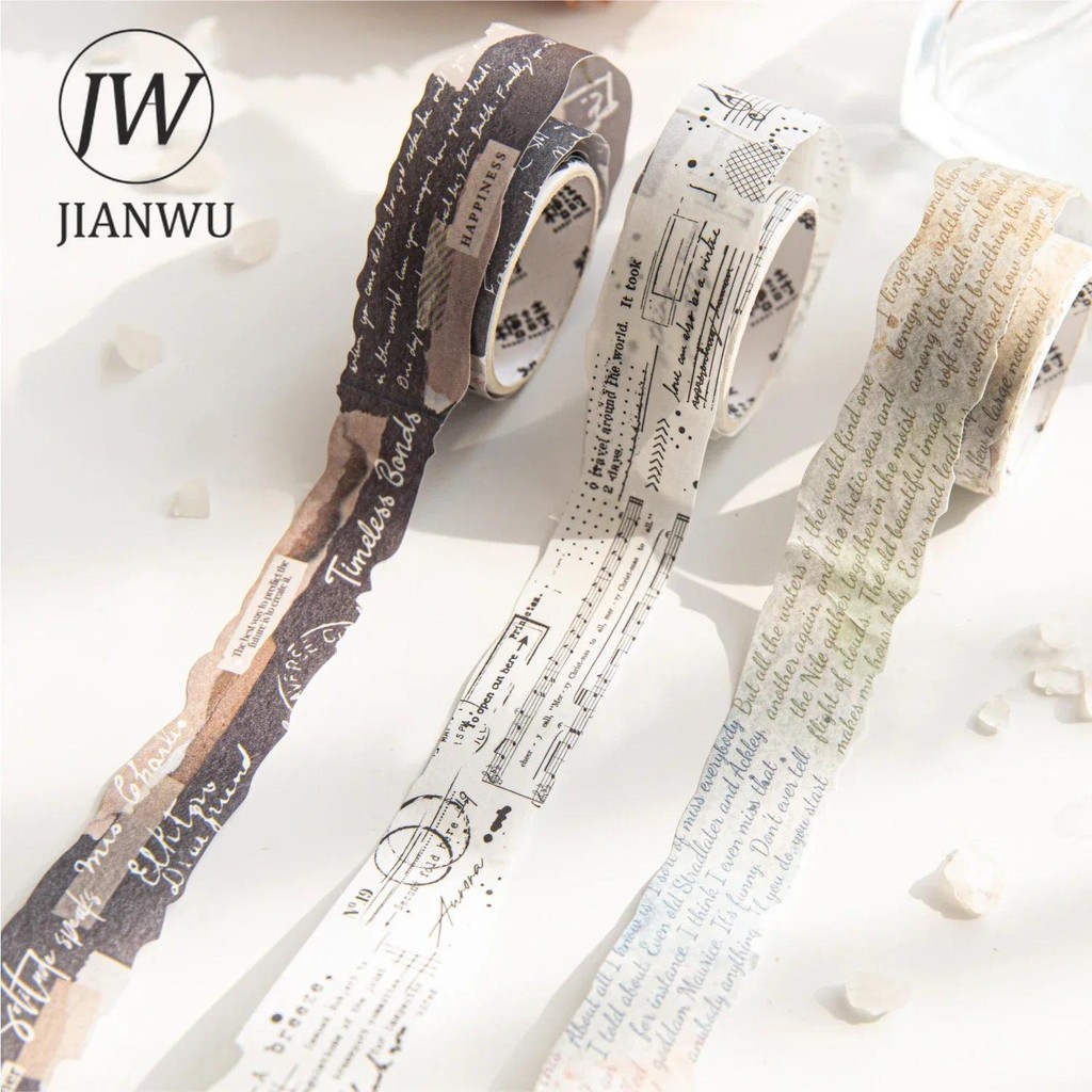 JIANWU 20mm*200cm Disordered Miss Series Vintage English Text Material ...