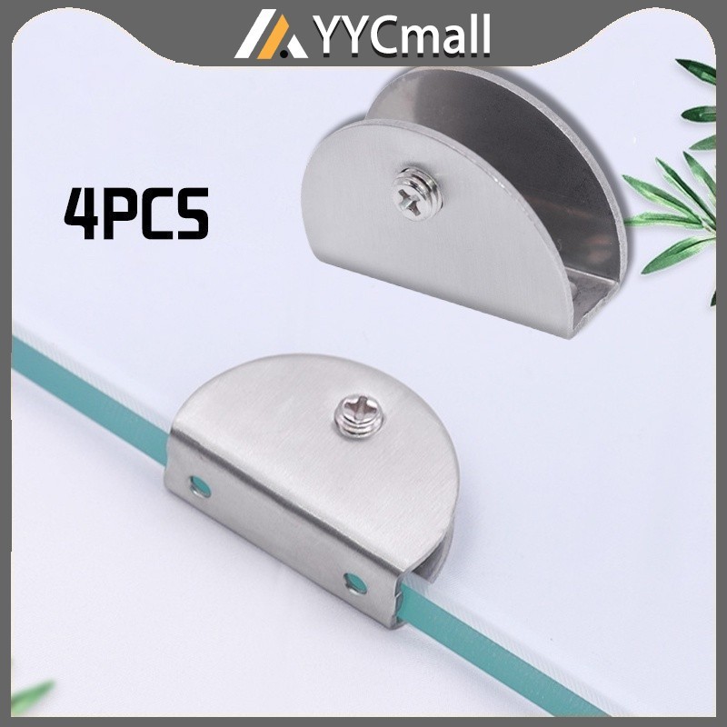 4pcs Stainless Steel Wall Glass Clips Support Holder For Tempered Glass ...