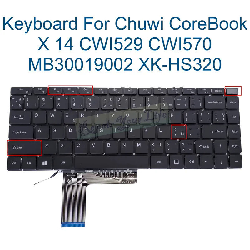 Contact Customer Service US Russian Spanish Backlit Keyboard For Chuwi CoreBook X CWI529 CWI570 ...