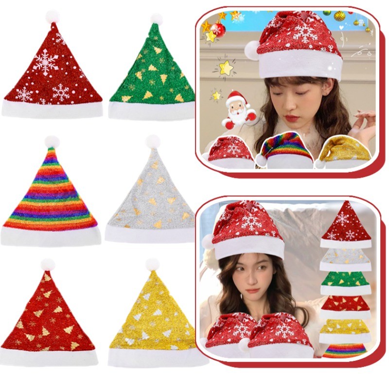 1/6Pcs Colorful Fashion Snowflake Sequin Santa Hat Creative Plush ...