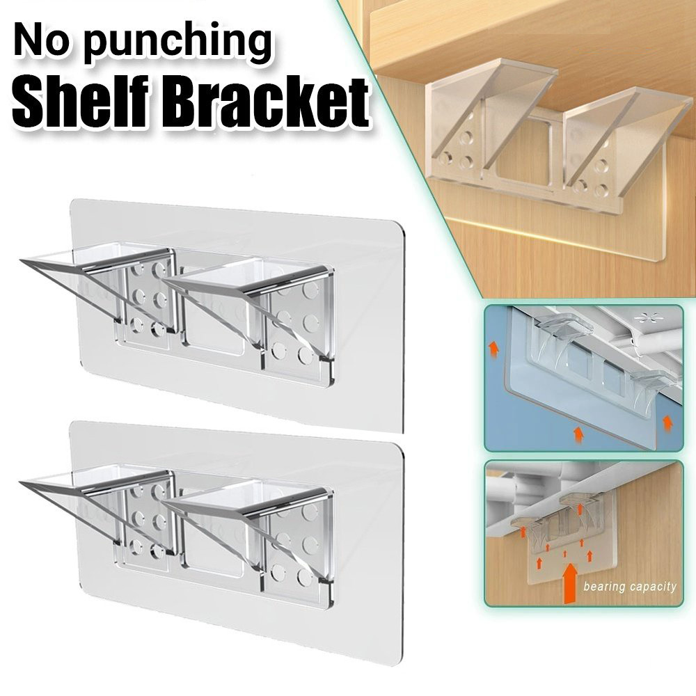 Punch-Free Cabinet Lengthen Shelf Support Layered Partition Seamless ...