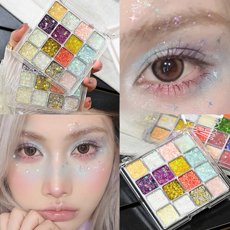 16 Color Mermaid Sequin Eyeshadow Ocean Eye Shiny Pearlescent Color ...