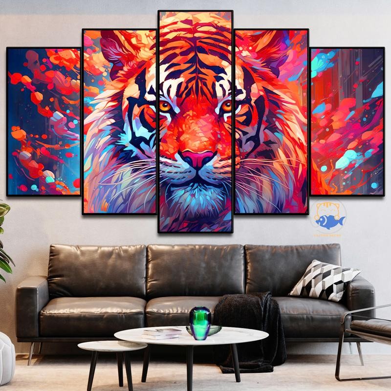 Set of 5 Wall Collage Panels - Animal Paintings - Mirror Formex - Eagle ...