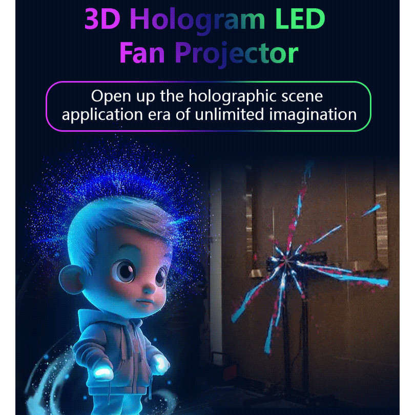 Holographic LED fan projector platform Transparent screen projection ...