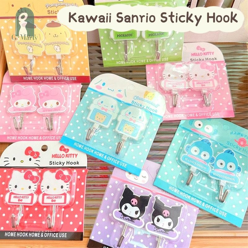GMARTY 1Pair Sanrio Hello Kitty Acrylic Wall Hook Strong Self Adhesive ...