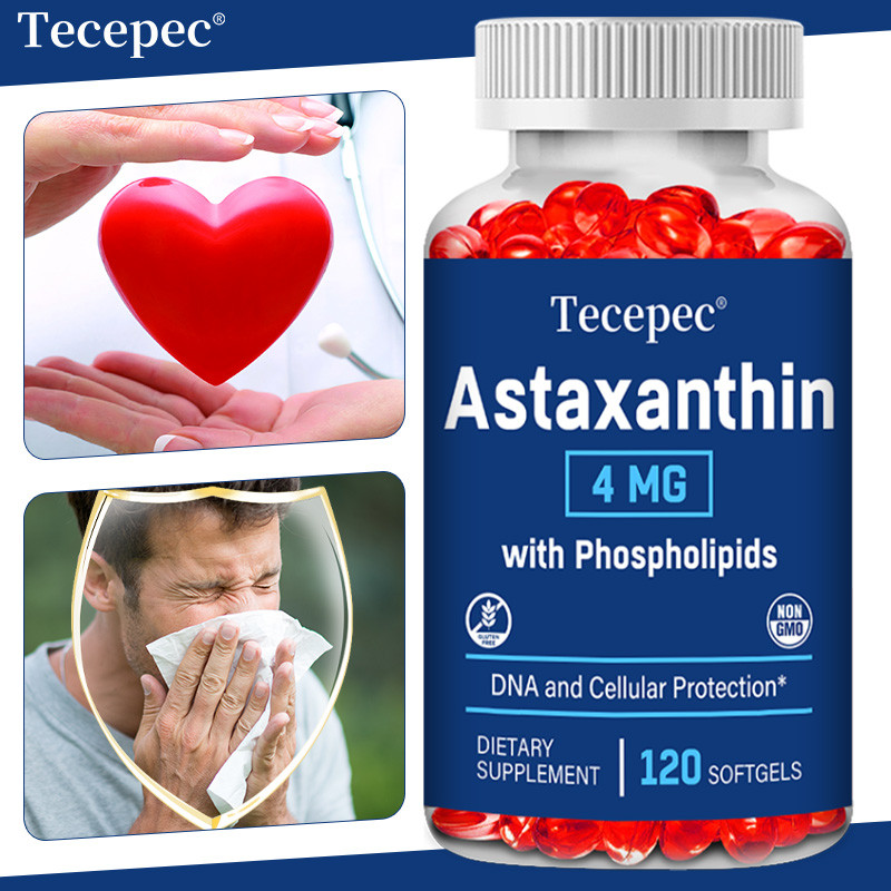 Astaxanthin 4 mg supplement, made from algae, with antioxidant effects ...