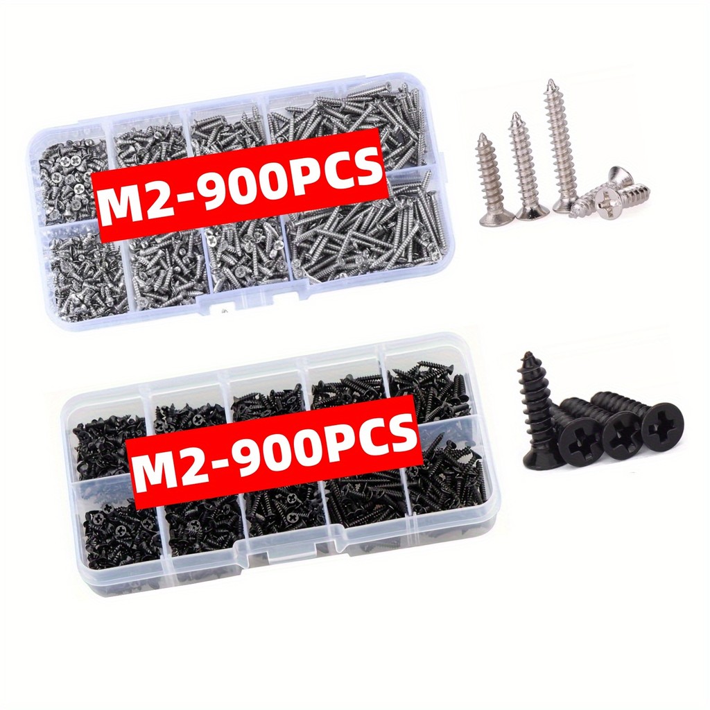 Wood screw M2 screw 900 Phillips self tapping screw kit, M2 black ...