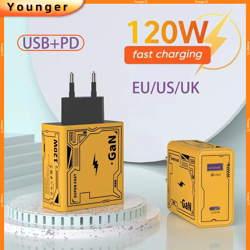 Mech Wind 120W GaN Super Fast Charger QC+PD Charging Adapter For ios15 ...