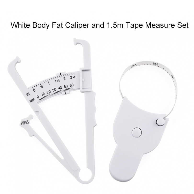 Black/White Portable Body Fat Caliper and Measuring Tape for Body ...