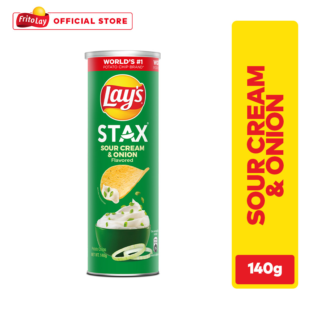 Lay's Stax Sour Cream & Onion Potato Chips 140g | Shopee Philippines