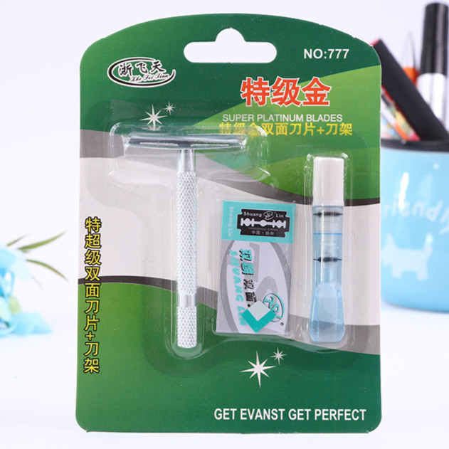 Three-Piece Suit Manual Shaver For Men Stainless Steel Safety Razor ...