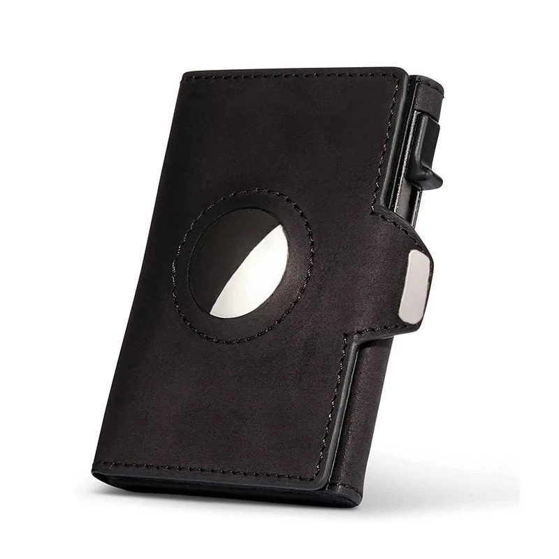 Ultra-thin Men'sLeather Wallet with RFID Protection Push Up Card Holder ...