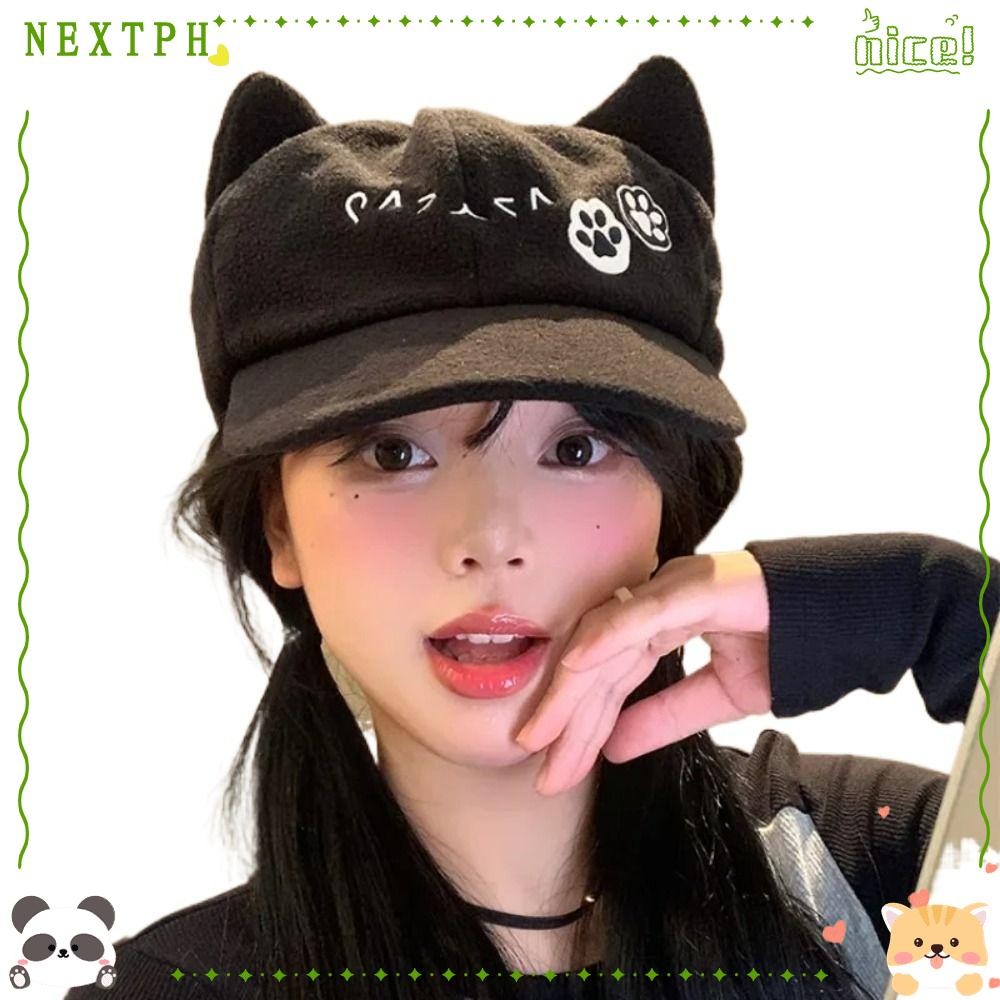 NEXTPH Berets Caps, Cute Y2k Newsboy Hats, Cat Ears Casual Japanese ...