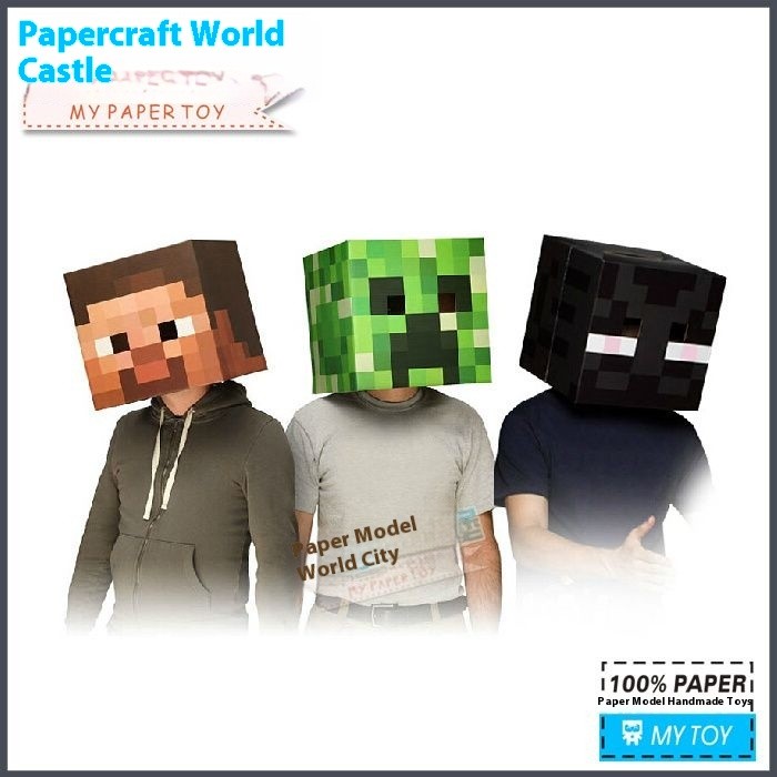 Minecraft Pixel Headgear, Enderman/Creeper/Steve Paper Model, DIY Craft ...