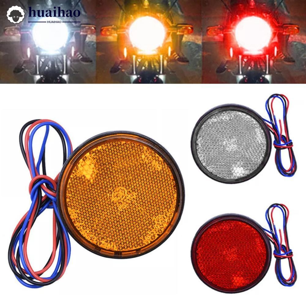 HUAIHAO 1Pc Motorcycle Round Reflector Tail Light Brake Lamp Motorcycle ...