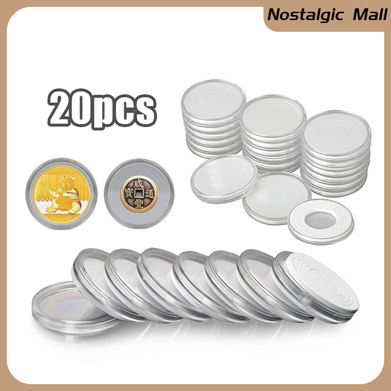 20pcs Adjustable Coin Collection Case Box Plastic Coin Storage Capsules ...