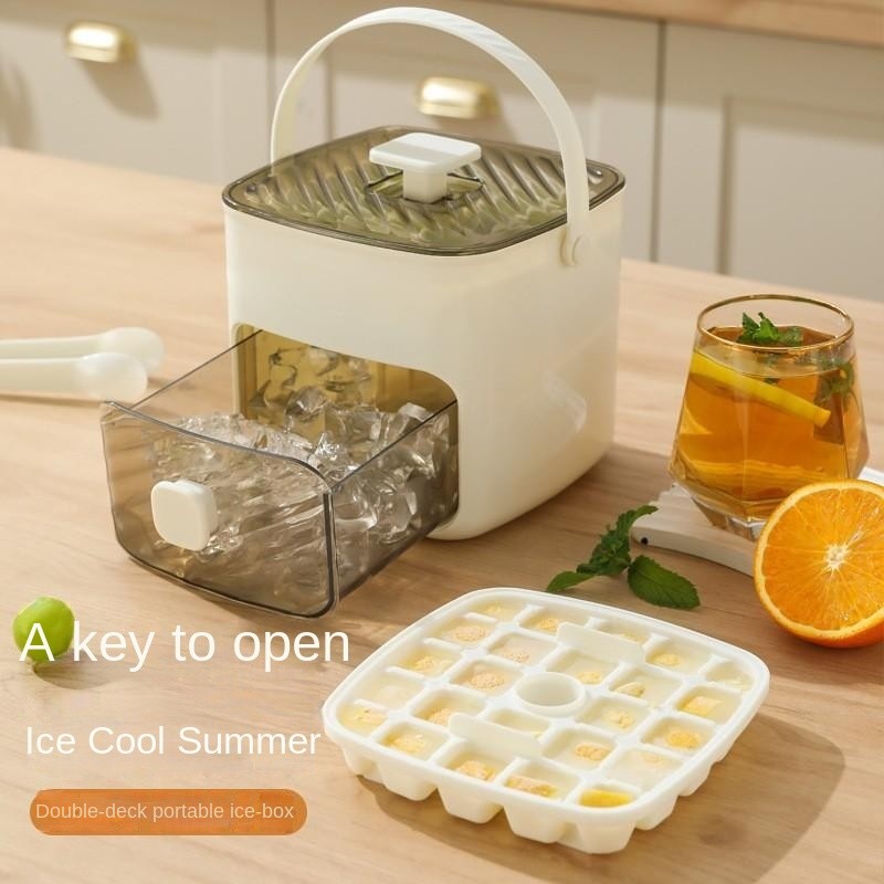 64/100Grids Ice Making Mold with Ice Storage Box Ice Shovel PP Plastic ...