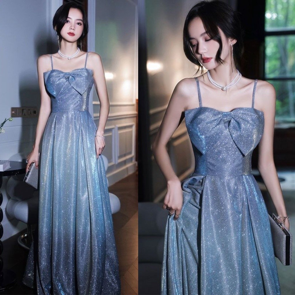 Korean Blue Evening Prom Cocktail Ball JS Wedding Dress Gown 073 ...