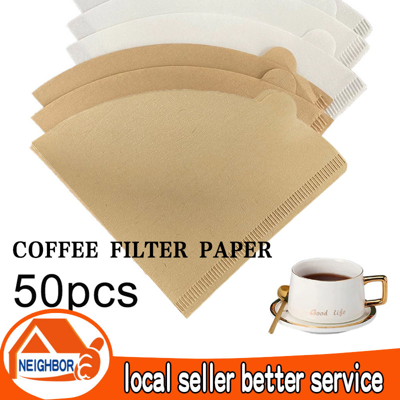 50Pcs Drip Filter Paper Coffee Maker Filter Natural Wood Pulp Espresso ...