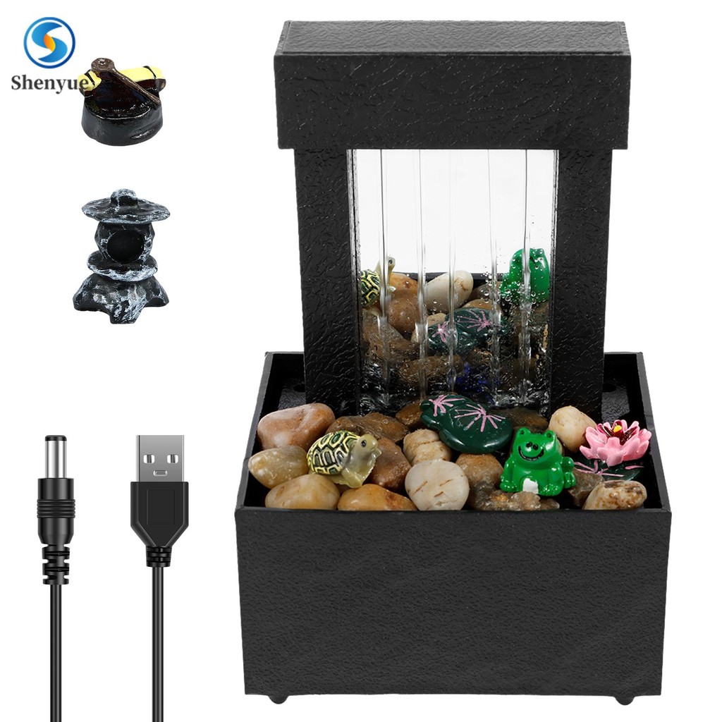 Tabletop Fountain Light Up Indoor Desktop Waterfall Fountain Battery ...