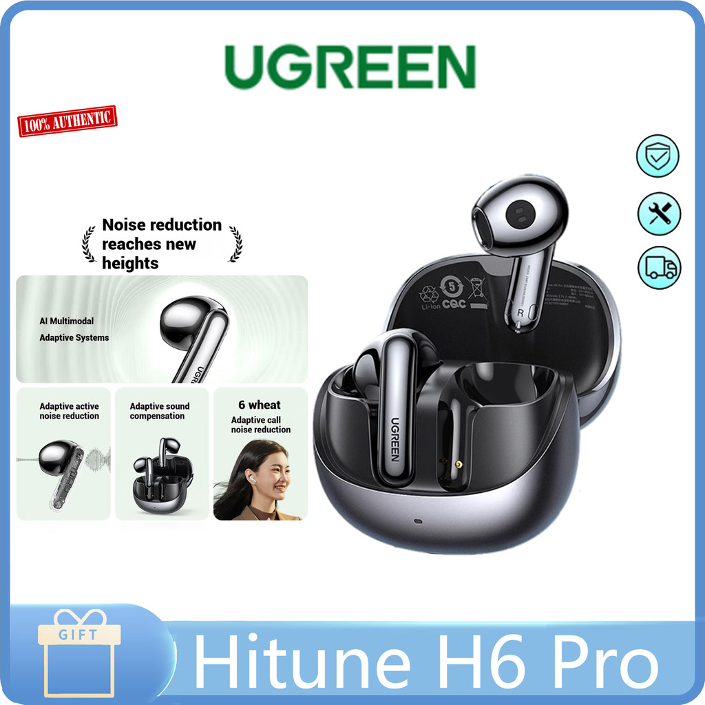 UGREEN Hitune H6 Pro Bluetooth Headphones Semi-in-ear Active noise-cancelling Music headphones ...