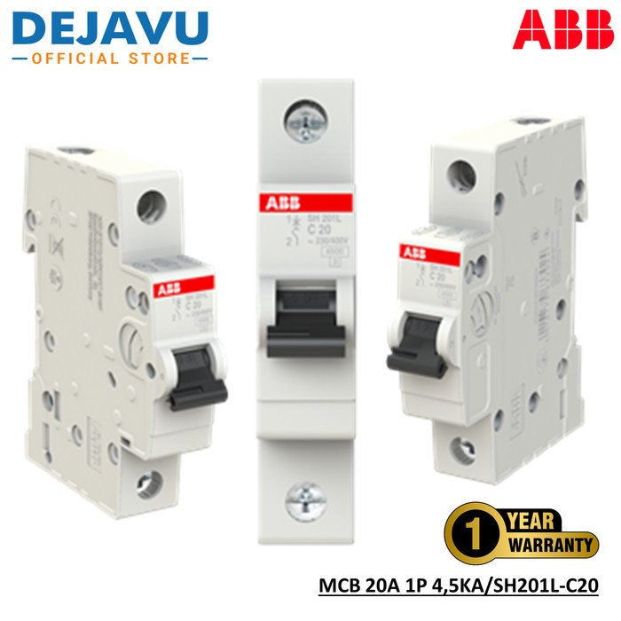 MCB 1P 20A ABB SH201L-C20 / Miniature Circuit Breaker - 1P - C - 20 A - 4.5 kA (2CDS241001R0204 ...