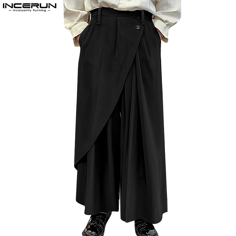 INCERUN Men Korean Casual Draped Deconstructed Layered Solid Color ...