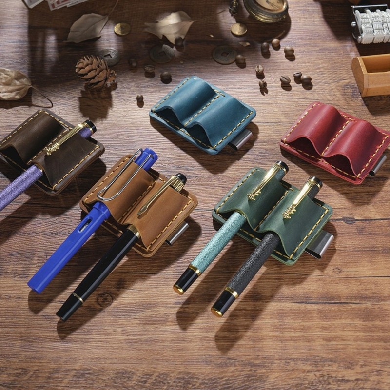 love* Pen Holder with Clip 3x2 4Inch Leather Pen Sleeve Notebook Pen ...
