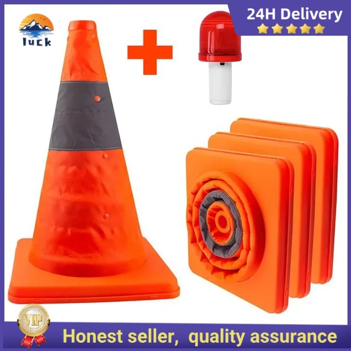 Reflective Traffic Cone With Led Light Folding Car Safety Warning Sign ...