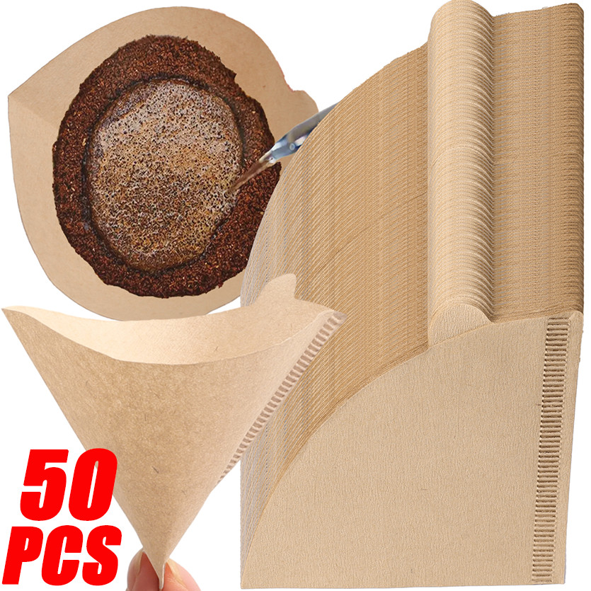 50Pcs Coffee Filter Paper / V-shaped Conical Filter Paper/ Disposable ...