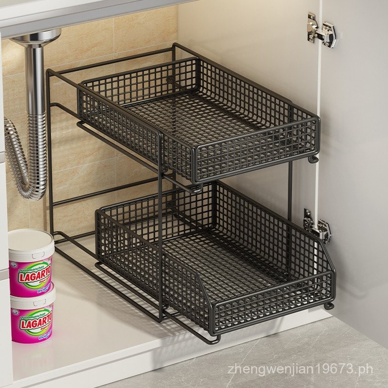 Bathroom Sink Cabinet Under-Sink Storage Rack Pull-Out Organizer for ...
