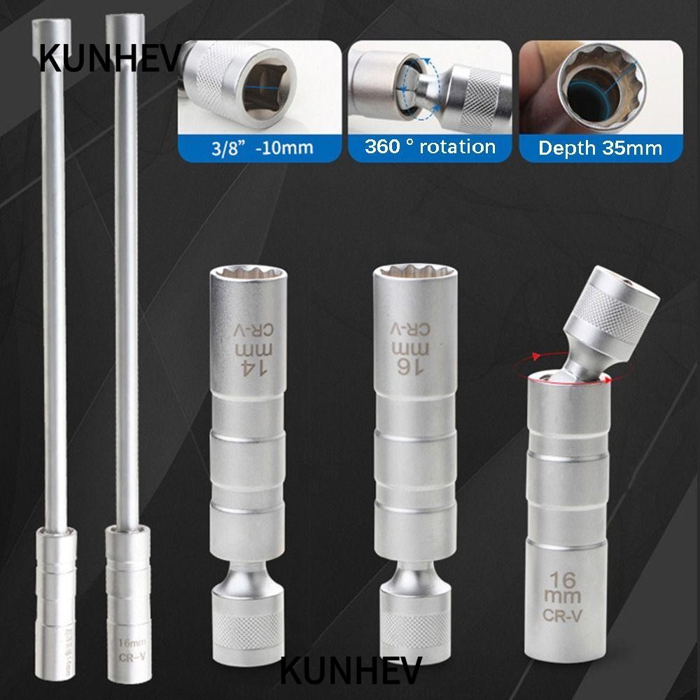 KUNHEV Spark Plug Socket, Magnetic 12 Angle Spark Plug Wrench, High ...