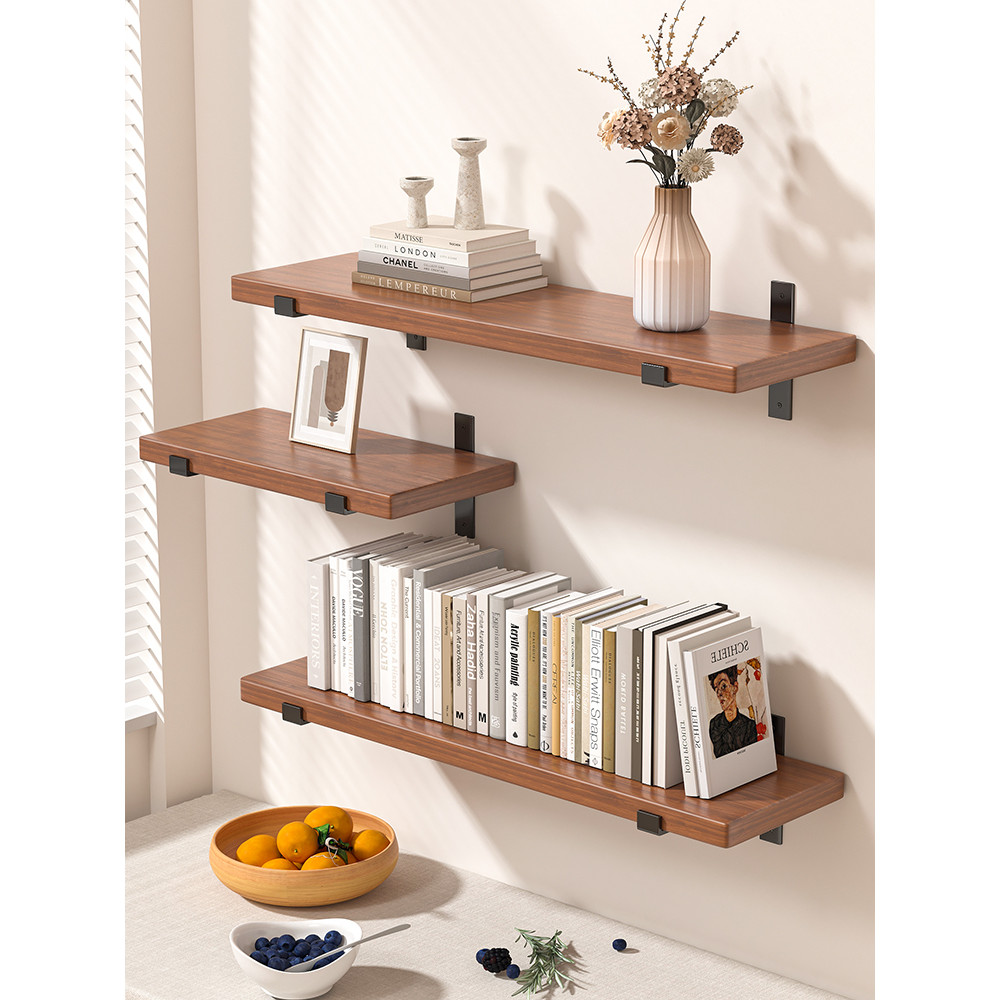 Wall-mounted Solid Wood Shelf Wall Storage Board Floating Bookshelf ...