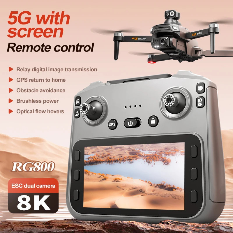 Upgraded 4.5-inch screen RG800 Max RC Drone 8K Professional GPS Folding ...
