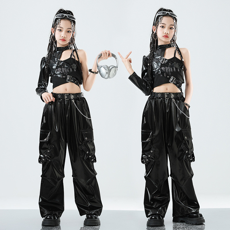 Ready Stock Girls Jazz Dance Costume / Leather Pants Children Street ...