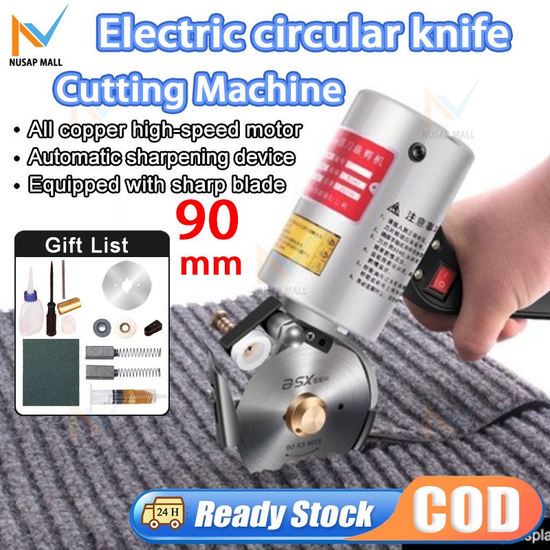 Electric Fabric Cutter 90mm Portable Round Knife Cloth Cutter Hand-held ...