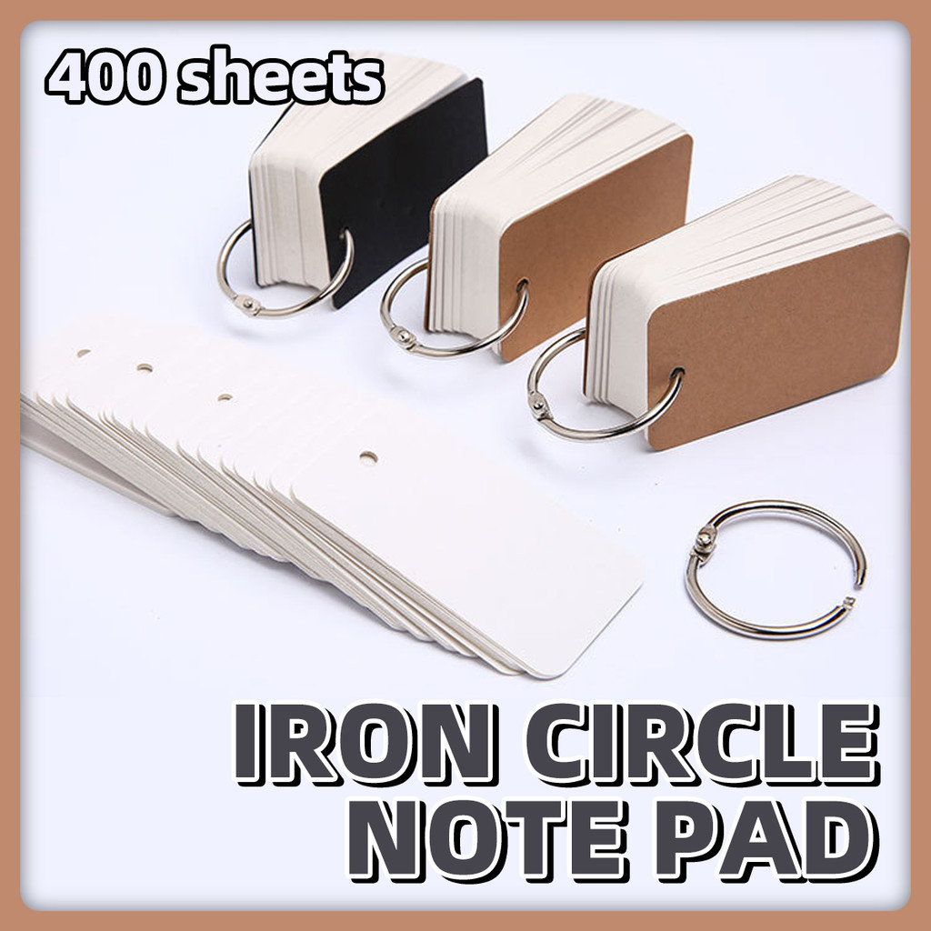 100 Pages Iron Ring Handwritten Memo Hard Blank English Word Card Loose ...