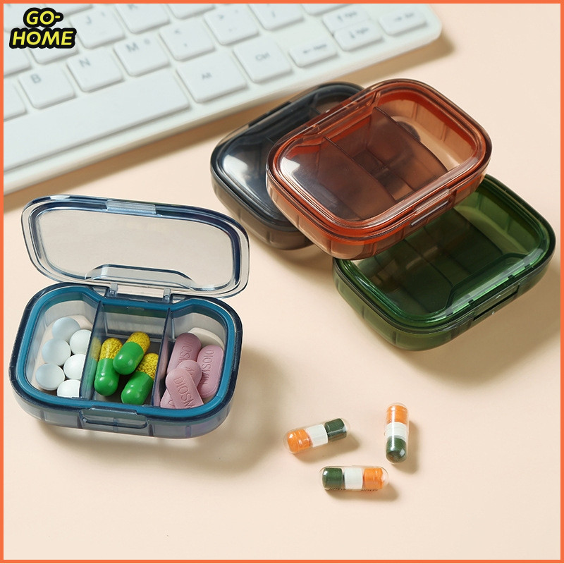 【GO⚡】Portable Mini Medicine Box Small Medicine Box 3-Grid Pill Storage ...