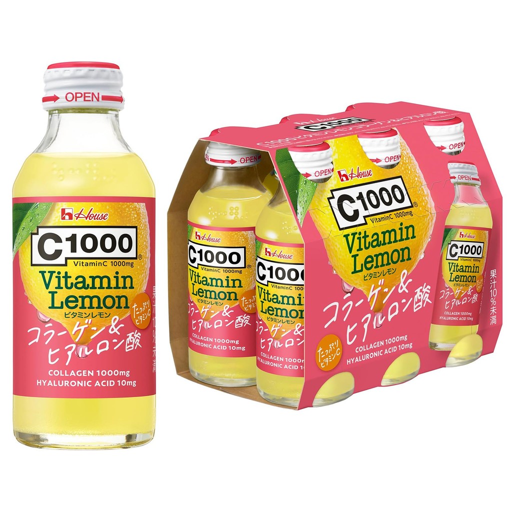 C1000 Vitamin Lemon Collagen & Hyaluronic Acid 140ml x 6 bottles House ...