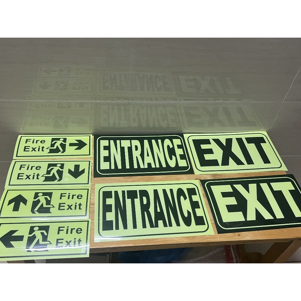 Exit Fire Extinguisher Luminous Glow in the Dark Fire Exit Sign Red ...