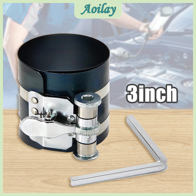 3" Car Engine Piston Ring Compressor Tool Adjustable Ratchet Piston ...