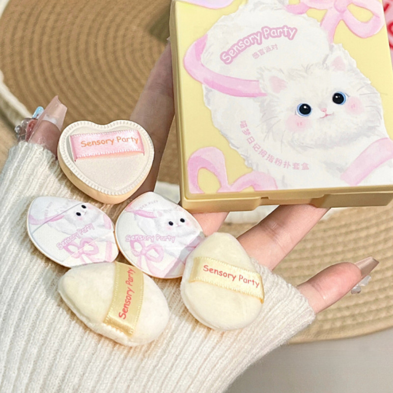SENSORY PARTY Powder Puff Set Kitten Cute Thumb Puff Set Blush ...