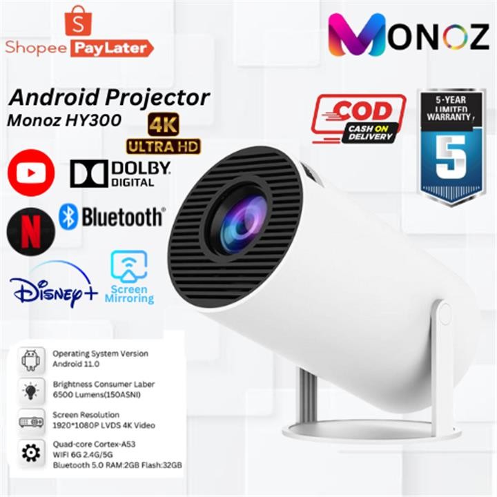 Projector Y300 Android 11 LCD 4k Mini Projector 1080 WIFI with ...