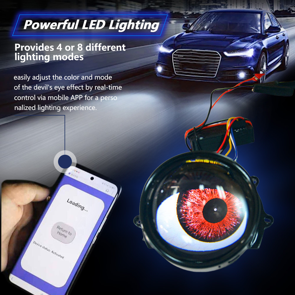 LED Devil Eyes Light for Cars DIY Car Headlight Assembly Modified Eagle ...