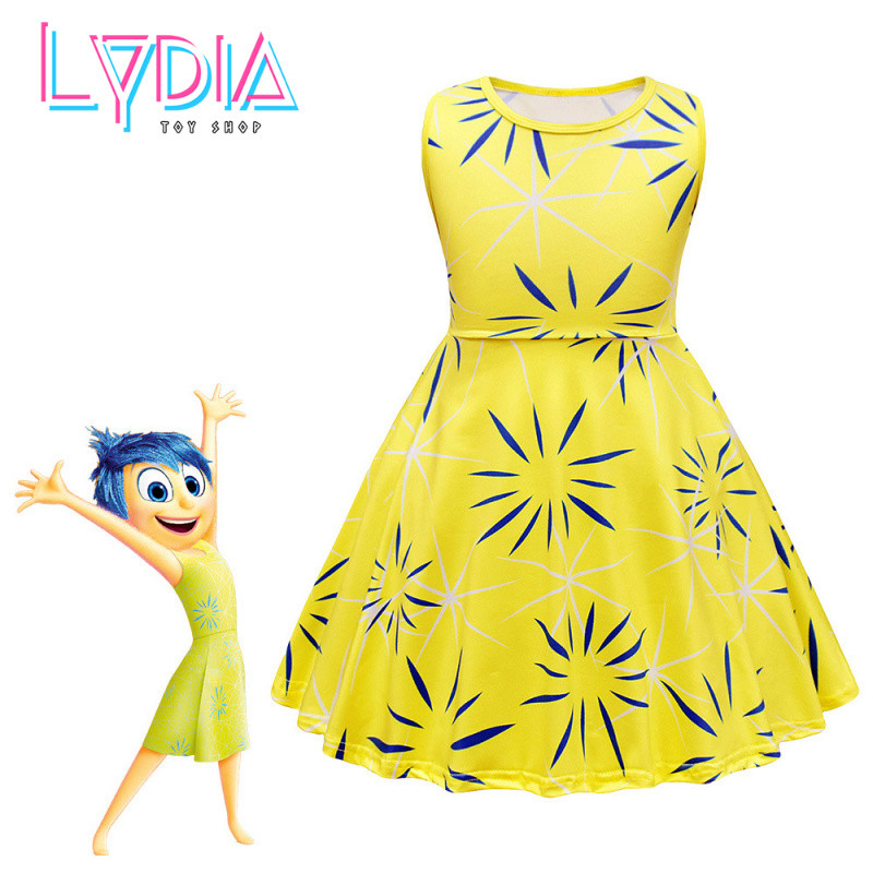 LYDIA Inside Out 2 JOY Dress Yellow Girls Princess Dress Cosplay Campus ...